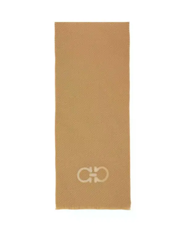 FERRAGAMO Gancini-motif Wool Scarf - Neutrals