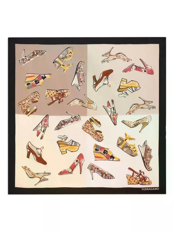FERRAGAMO Genio-print Silk Scarf - Neutrals
