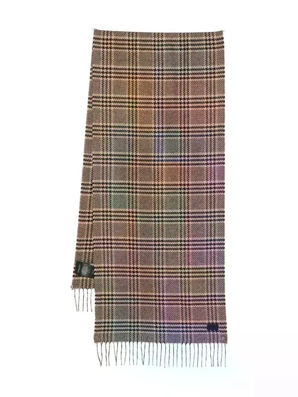 Saint Laurent Check Fringed Scarf - Neutrals