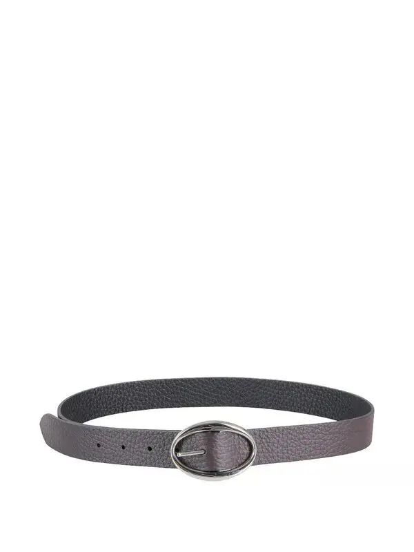 ORTIGNI Oval-buckle Leather Belt - Brown
