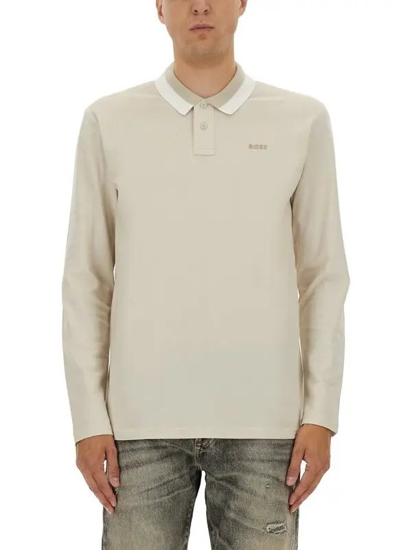 BOSS Polo Shirt "peoxfordlong - Beige