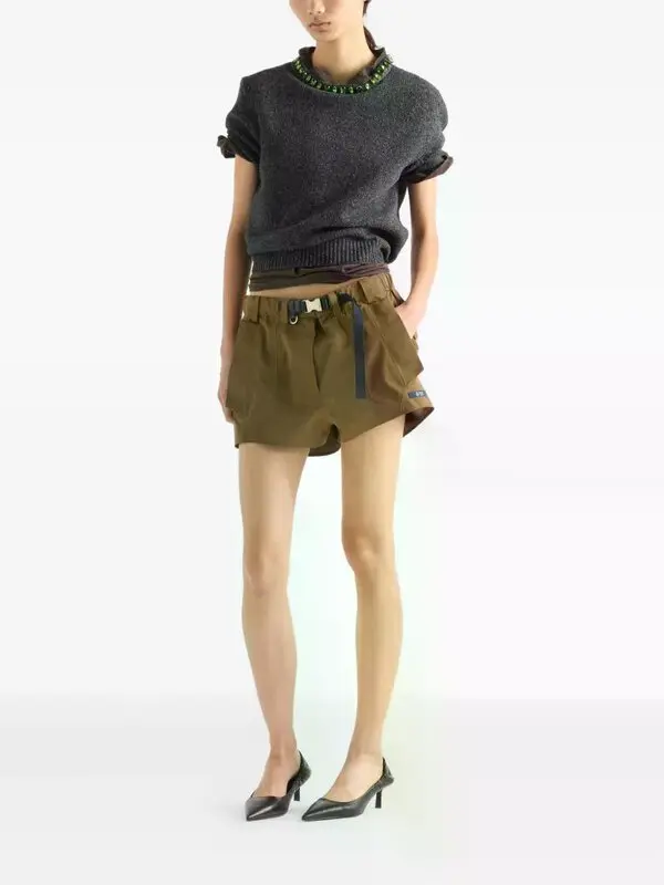 Prada Crystal-embellished Short-sleeve Sweater