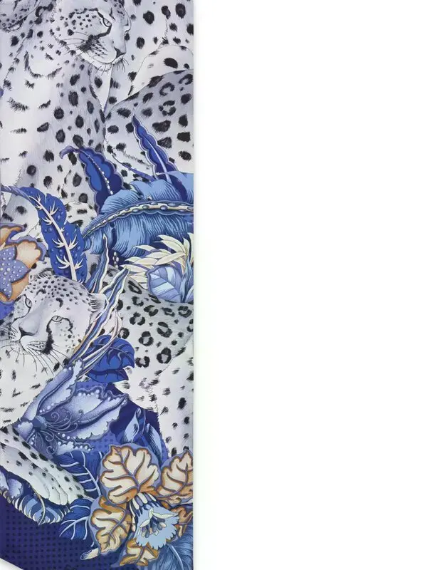 FERRAGAMO Cheetah-print Silk Scarf - Blue