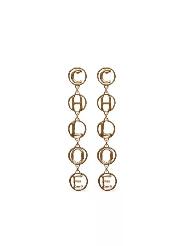 Chloé Hammered-texture Letters Earrings - Gold
