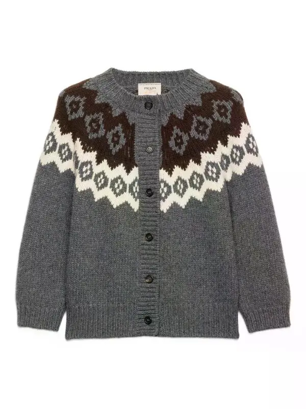 Prada Intarsia Button-up Cardigan