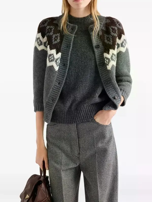 Prada Intarsia Button-up Cardigan