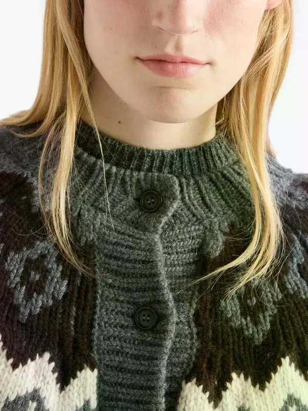 Prada Intarsia Button-up Cardigan
