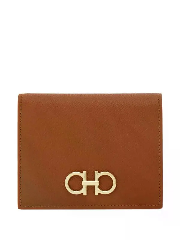 FERRAGAMO Gancini Buckle Compact Wallet - Brown