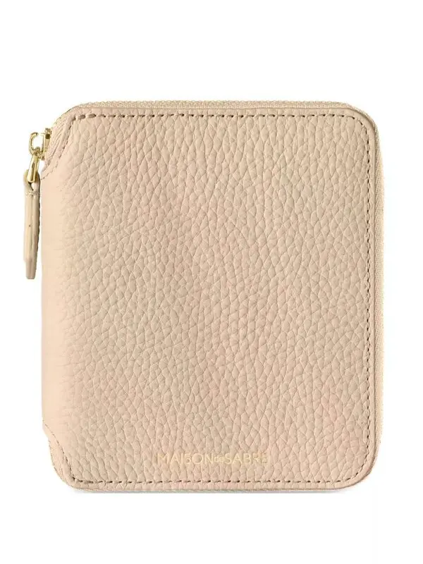 MAISON DE SABRE Zip Pebbled Leather Wallet - Neutrals