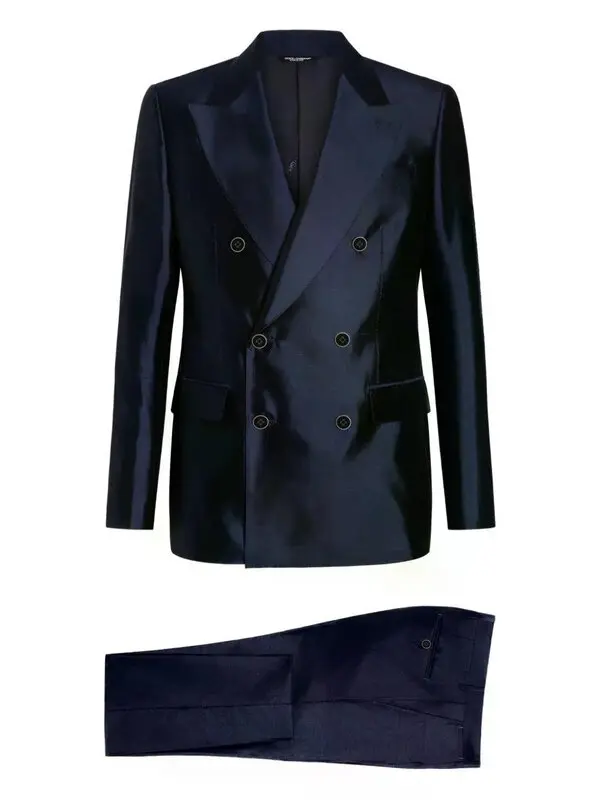 Dolce & Gabbana Shantung-mikado Double-breasted Suit - Blue