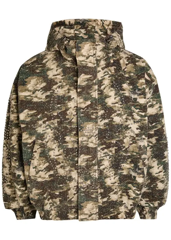 CHEW FOREVER Roach Camo Studded Hooded Parka Jacket - Multicoloured 1