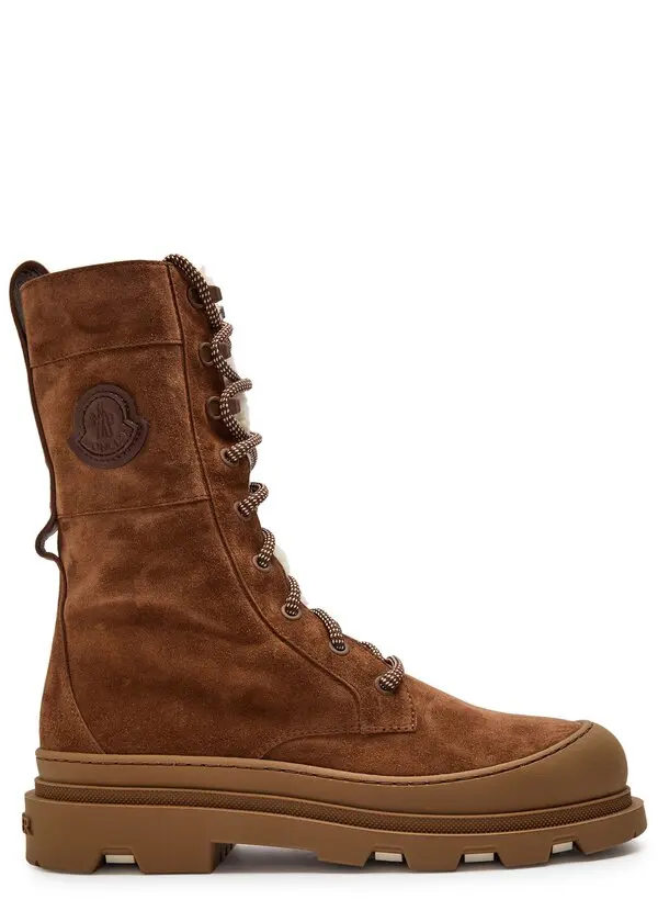 Moncler Vera Shearling-trimmed Suede Mid-calf Boots
