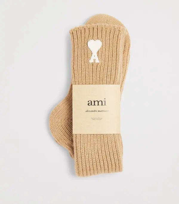 AMI Paris Wool-blend De Coeur Socks