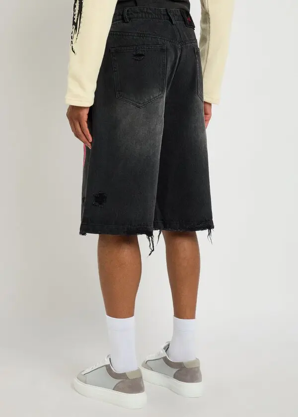 CHEW FOREVER Tribal-printed Denim Shorts