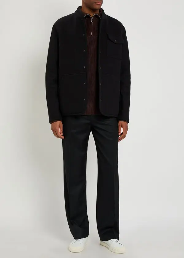 Moncler Boiled Wool Overshirt - Black