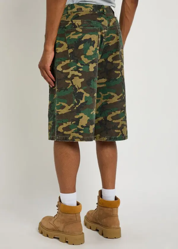 CHEW FOREVER Tribal Camouflage Printed Denim Shorts