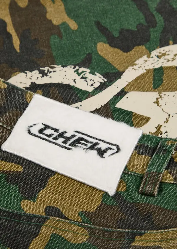 CHEW FOREVER Tribal Camouflage Printed Denim Shorts