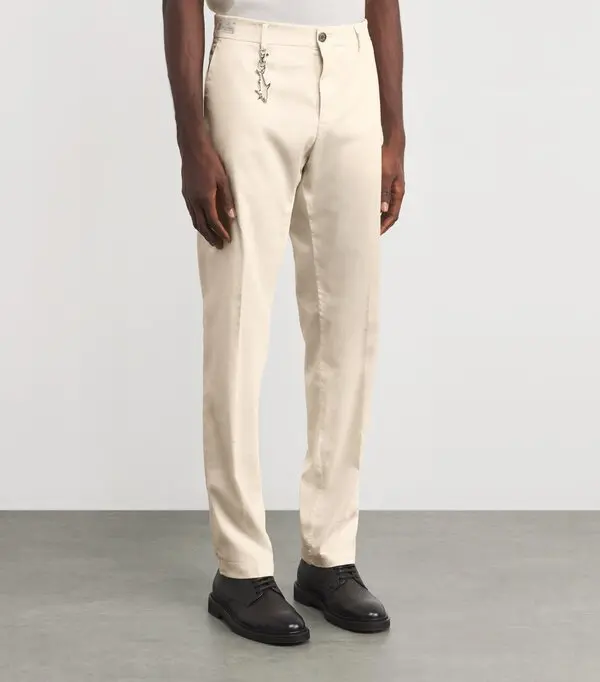 Paul & Shark Cotton-silk Blend Straight Chinos - Ivory