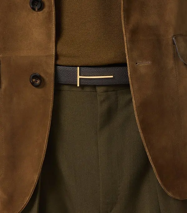 TOM FORD Calf Leather T Belt - Brown