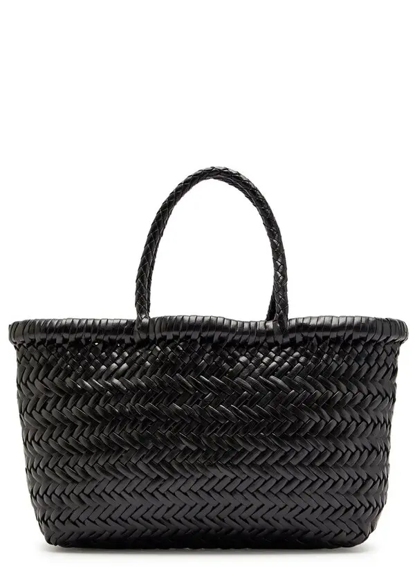 Dragon Diffusion Mini Flat Gora Woven Leather Top Handle Bag