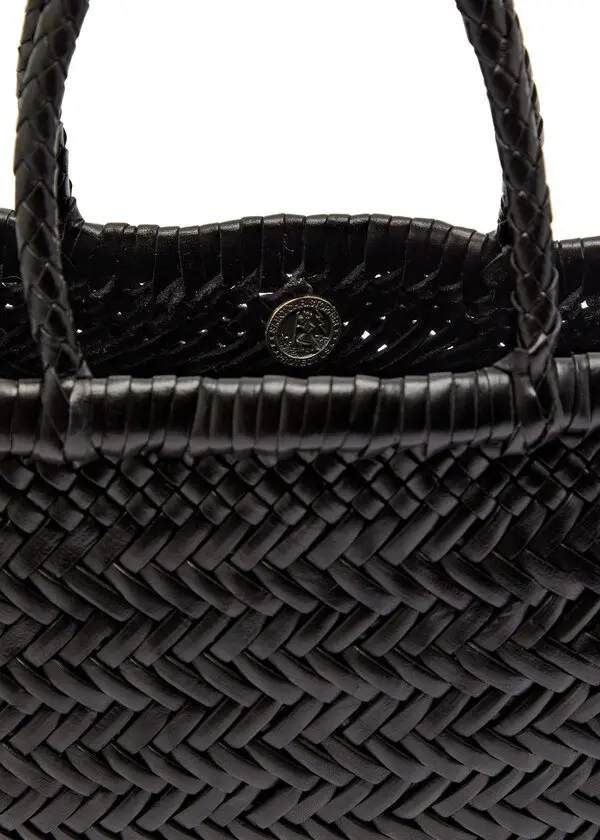 Dragon Diffusion Mini Flat Gora Woven Leather Top Handle Bag
