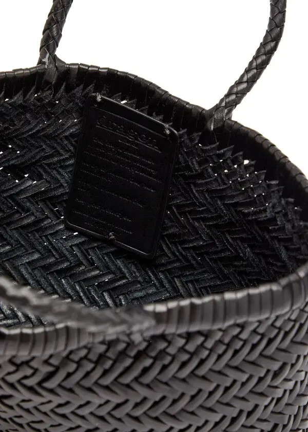 Dragon Diffusion Mini Flat Gora Woven Leather Top Handle Bag