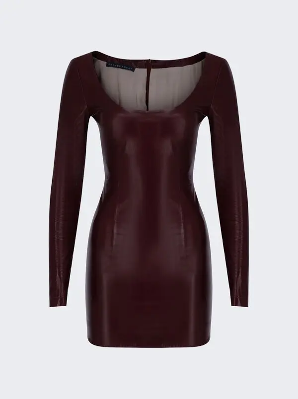 Zeynep Arçay Ballerina Leather Mini Dress - Maroon