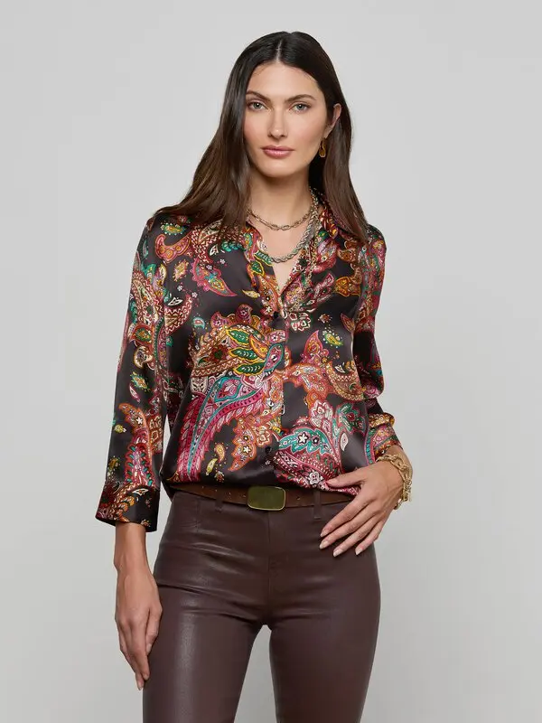 L'Agence Dani Silk Blouse Top
