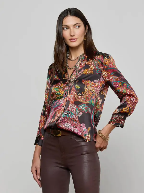 L'Agence Dani Silk Blouse Top