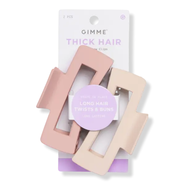 GIMME BEAUTY Thick Hair Rectangular Claw Clips - Tan & Pink