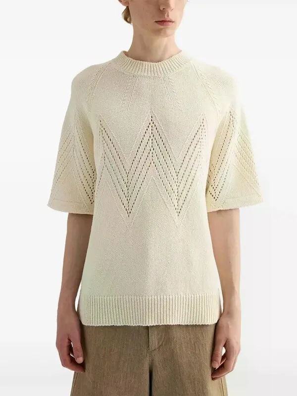 JIL SANDER Textured Zig-zag Knit T-shirt