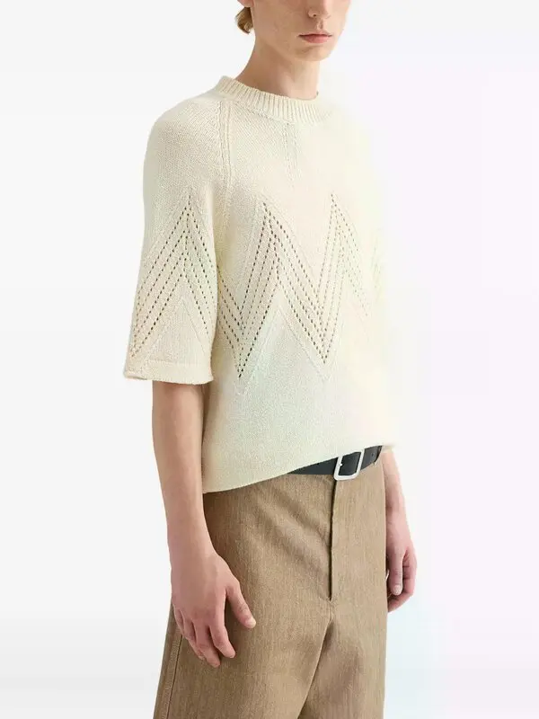 JIL SANDER Textured Zig-zag Knit T-shirt