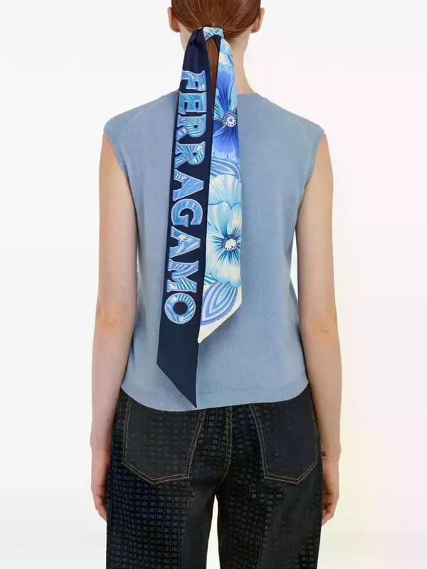 FERRAGAMO Brezza-print Silk Scarf - Blue