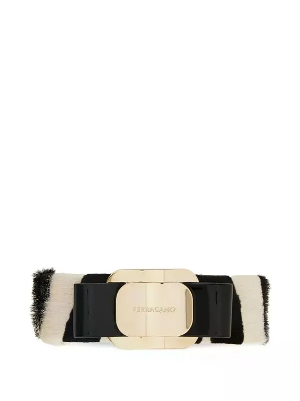 FERRAGAMO Vara Bow Zebra-print Hair Clip - Black