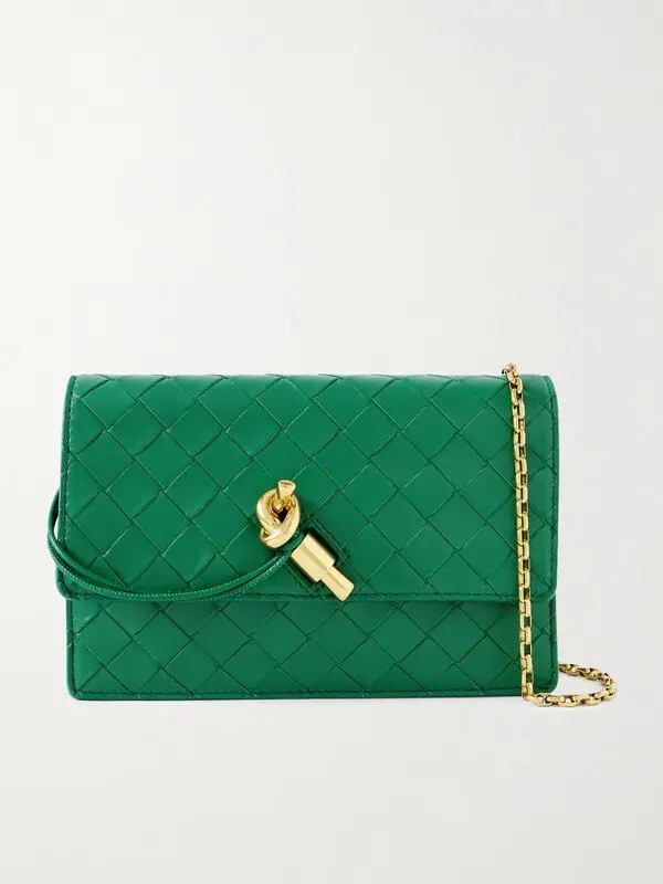 Bottega Veneta Intrecciato Leather Pouch - Green