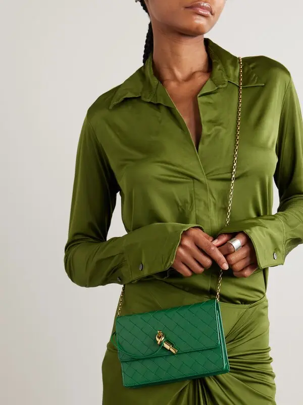 Bottega Veneta Intrecciato Leather Pouch - Green