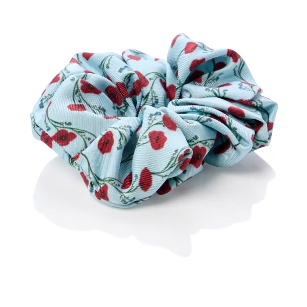 Sarah Flint Sarah's Garden Silk Scrunchie - Poppy Printed Silk