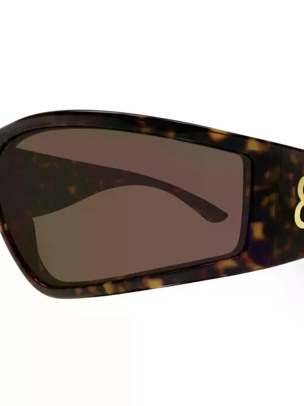 Balenciaga Rectangle Logo-detail Sunglasses - Brown