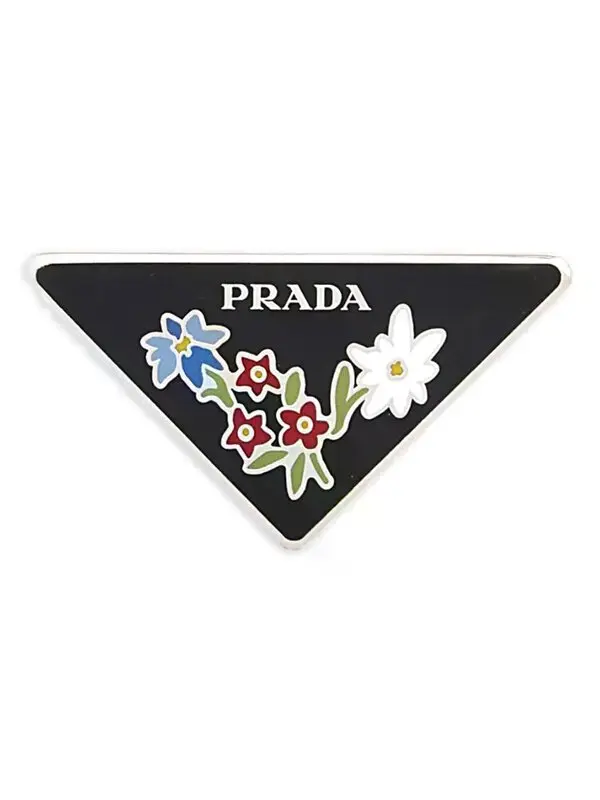 Prada Floral Triangle Brooch - Silver