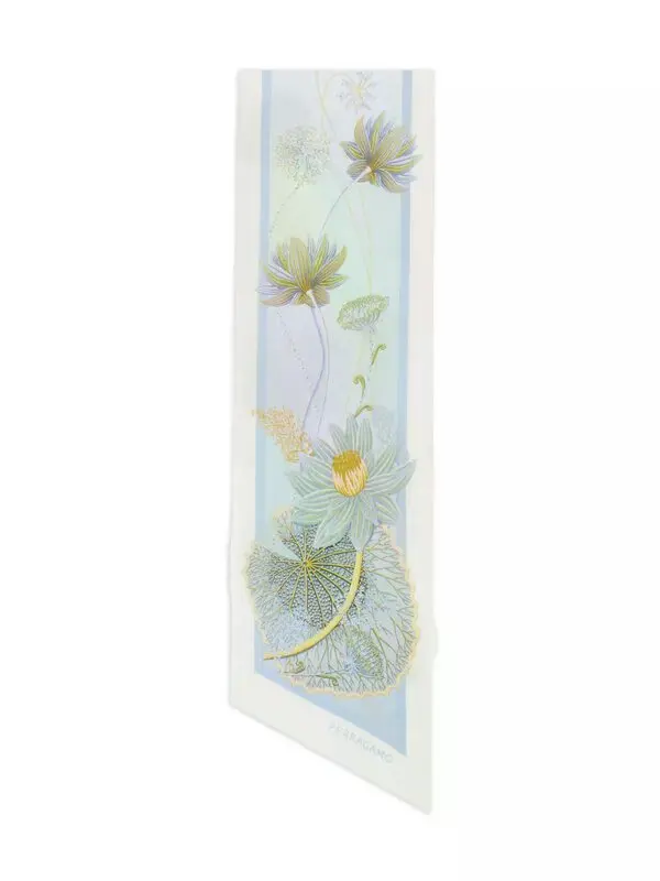 FERRAGAMO Water Lily Printed Silk Scarf