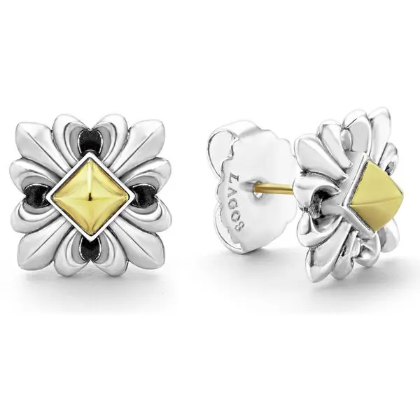 Lagos Anthem Medieval Cross Stud Earrings - Two Tone