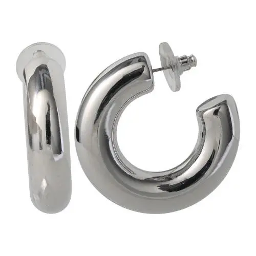 Bcbgmaxazria Sculptural C-shaped Hoop Earrings - Silver