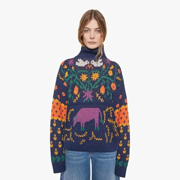 MOTHER The Biggie Hickey Picking Daisies Alpaca Blend Sweater