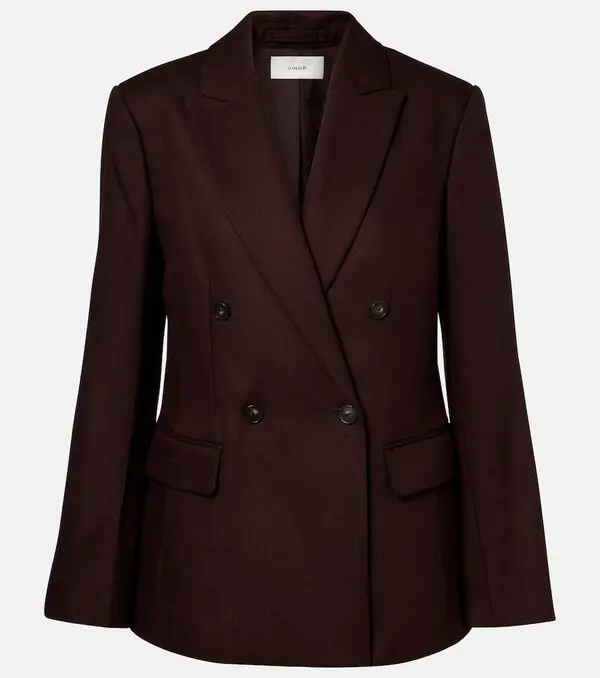 Vince Double-breasted Blazer - Brown