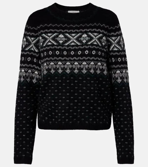 Vince Fair Isle Cashmere Sweater - Black