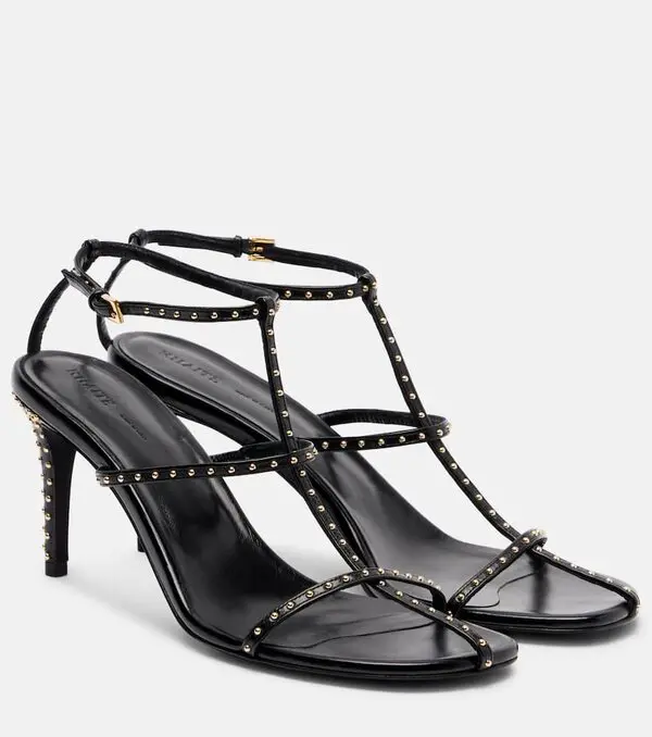 Khaite Cage 75 Studded Leather Sandals - Black
