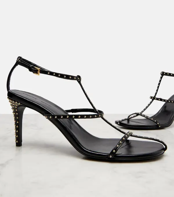 Khaite Cage 75 Studded Leather Sandals - Black
