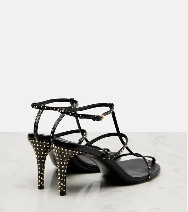 Khaite Cage 75 Studded Leather Sandals - Black