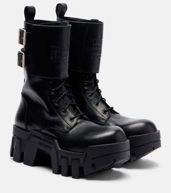 Balenciaga Bulldozer 25 Leather Platform Combat Boots