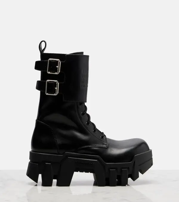 Balenciaga Bulldozer 25 Leather Platform Combat Boots